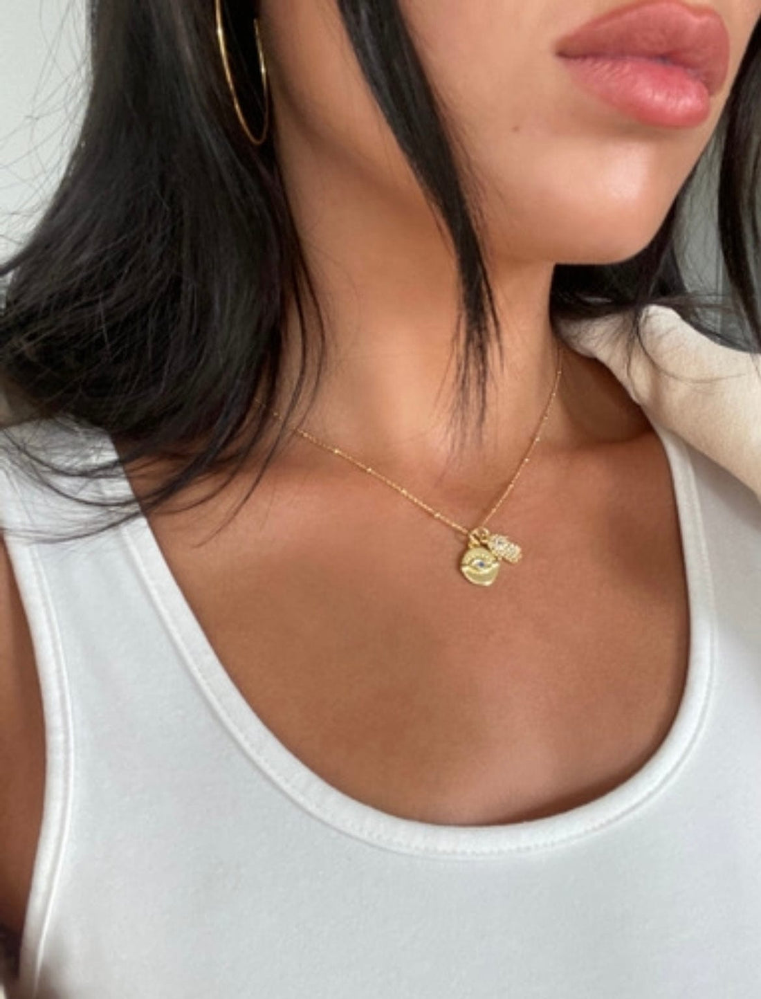 Evil Eye Necklace | Evil Eye and Hamsa Hand Double Coin Necklace ...